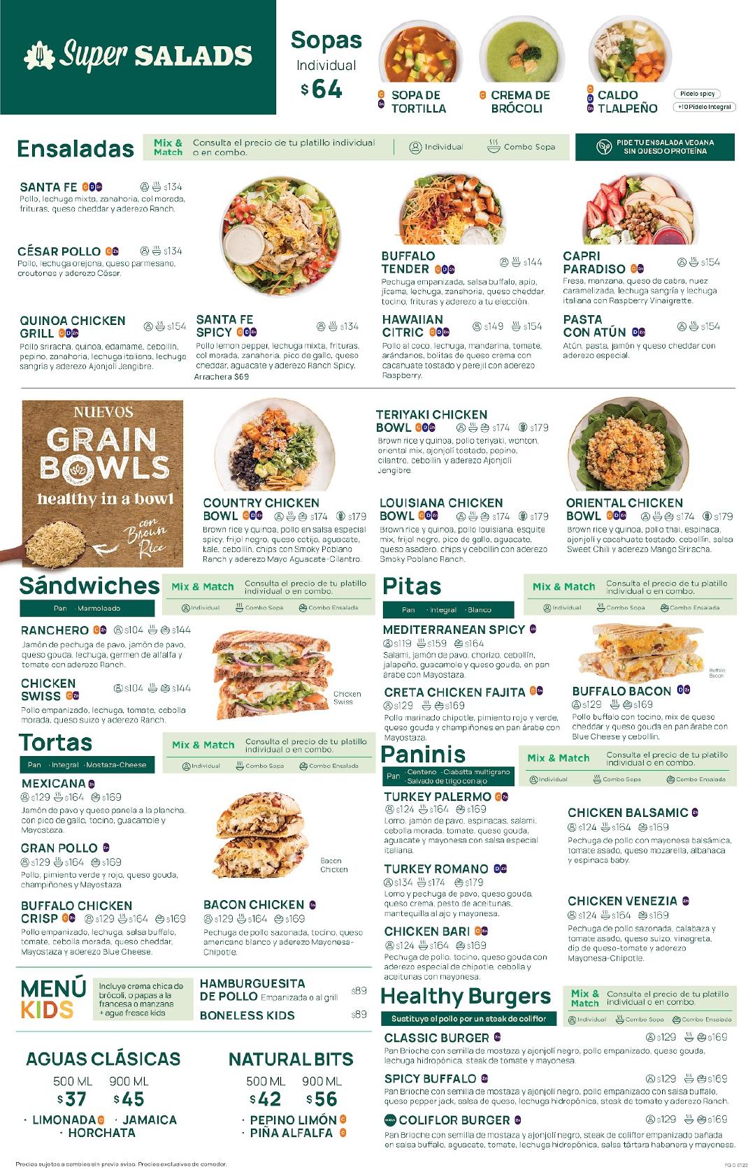 Carta del restaurante Super Salads Valle Real, Zapopan