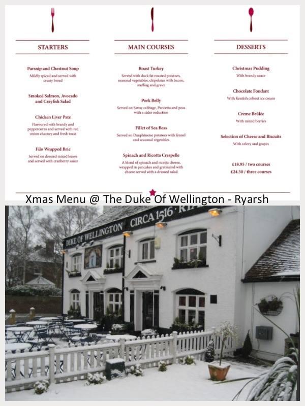Menu at Duke of Wellington pub & bar, West Malling, Birling Rd