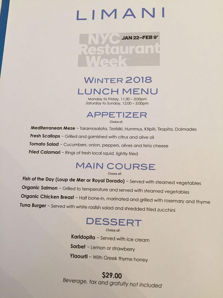 Menu at Limani restaurant, West New York