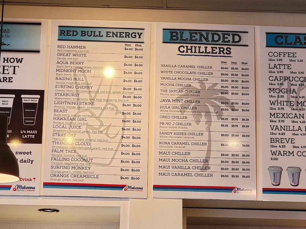 Menu at Makenna Koffee Company cafe, Simi Valley