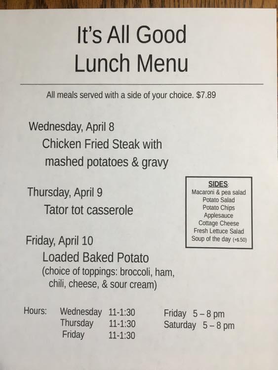 Menu at The Bakery, Radcliffe