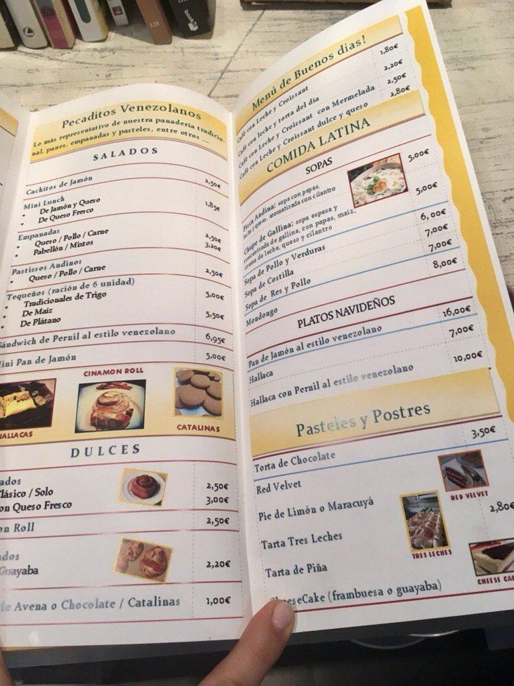 Menu at Bendito Pecado Pastisseria cafeteria, Barcelona