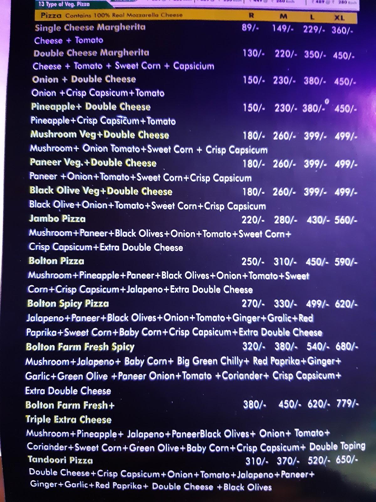 Menu at Bolton Pizza Burger, Bhagta Bhai Ka