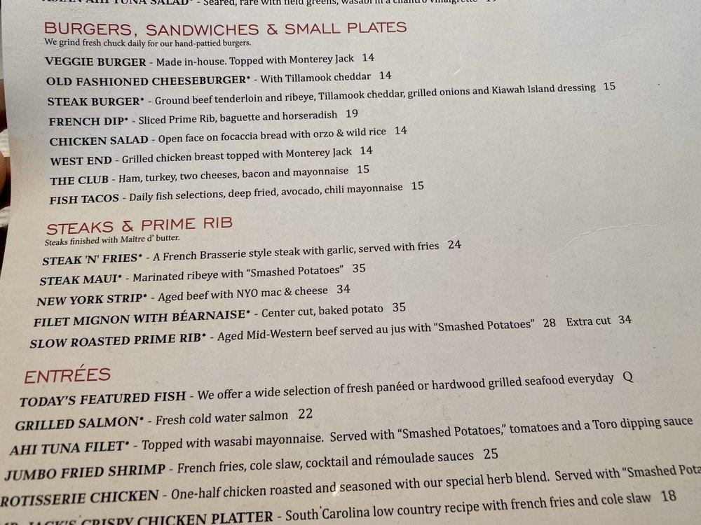 Menu at Redlands Grill steakhouse, Peachtree Corners, Peachtree Pkwy