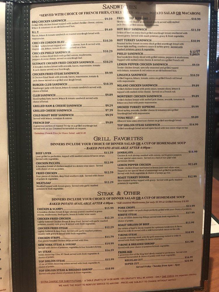 Menu at Manor Grill restaurant, San Leandro