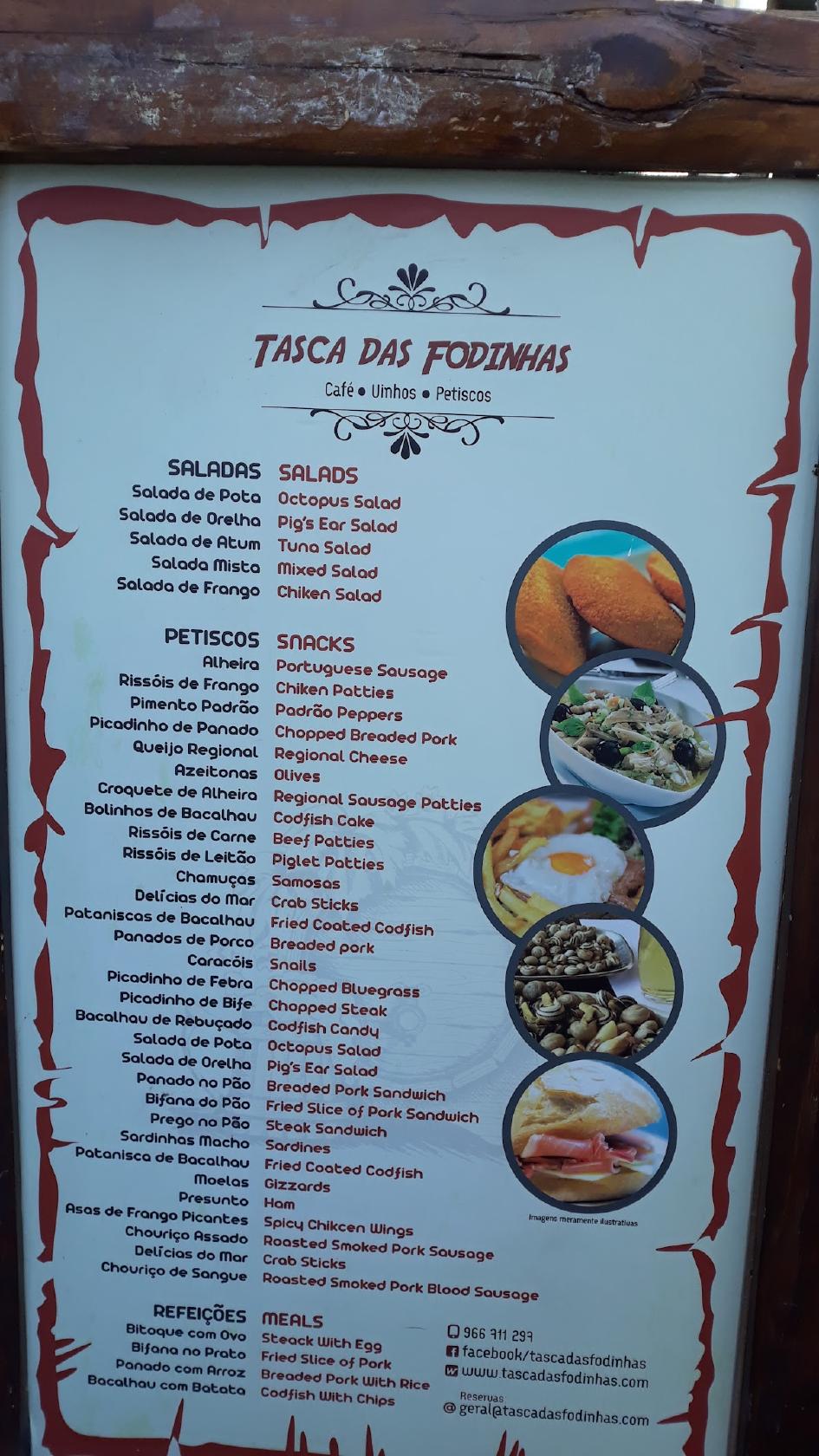 Menu at Pica-pau restaurant, Ponte de Lima