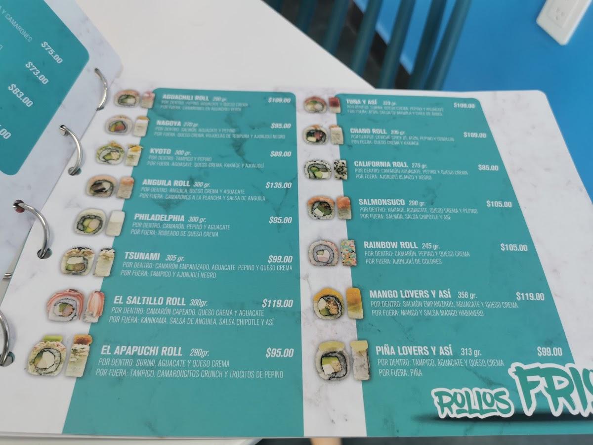 Menu at Sushi y Así (El Refugio) restaurant, Santiago de Querétaro