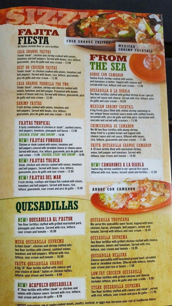 Menu at Casa Grande Mexican Grill & Bar, Gas City