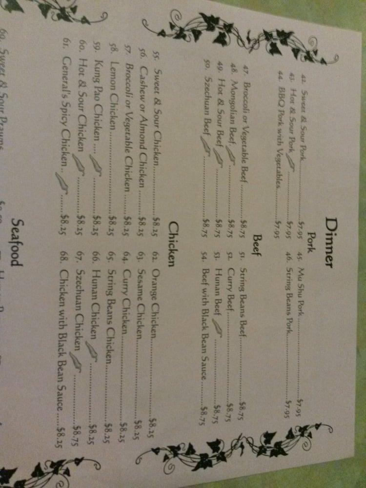 Menu at Chopsticks Chinese Restaurant, Lakeport