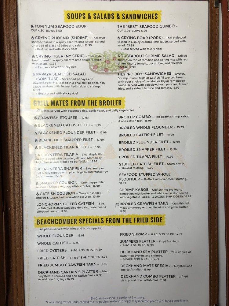 Menu at Deckhand Oyster Bar - North, Round Rock