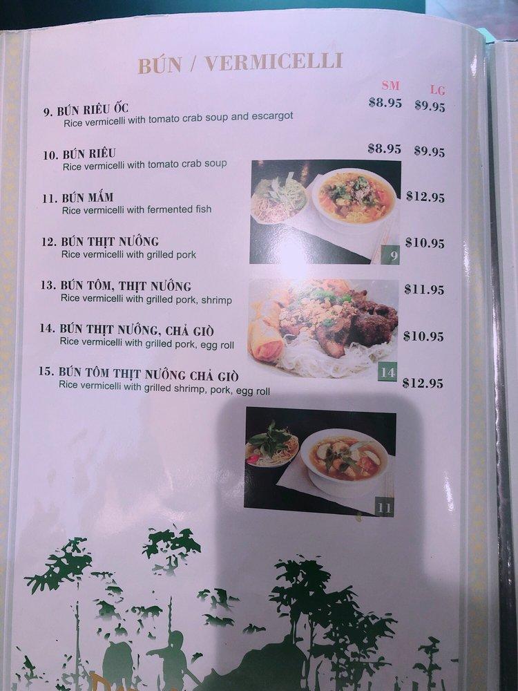 Menu at Dong Que Restaurant, San Jose