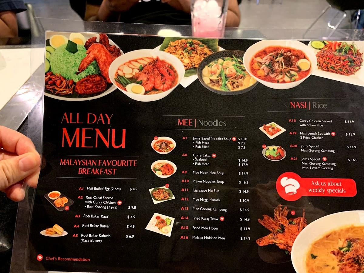 Carta del restaurante Jom Kopitiam Perth, Perth