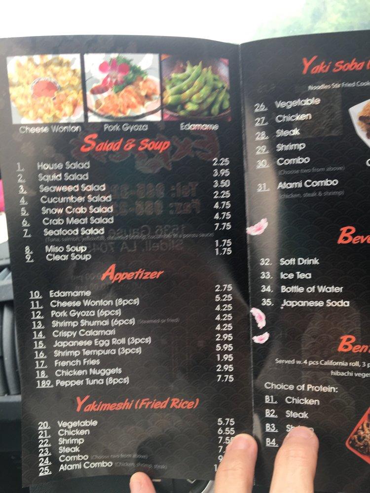 Menu at Ichiro hibachi Express ( Sakura Express) restaurant, Slidell