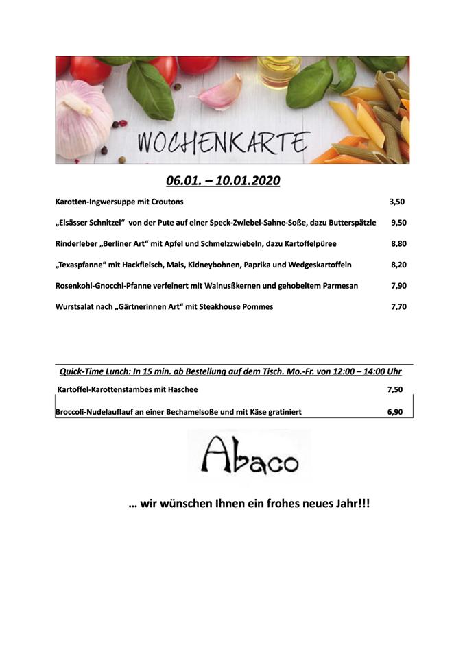 Speisekarte von Abaco cafe, Ludwigshafen am Rhein
