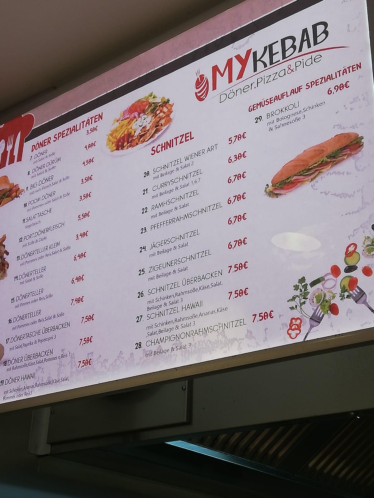 Speisekarte von My Kebab restaurant, Eschweiler