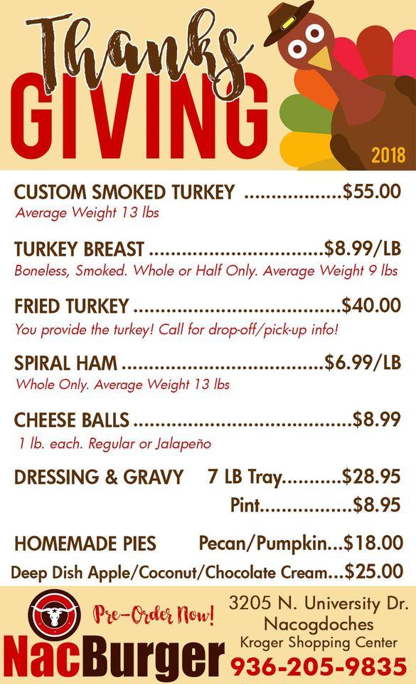 Menu at NacBurger restaurant, Nacogdoches