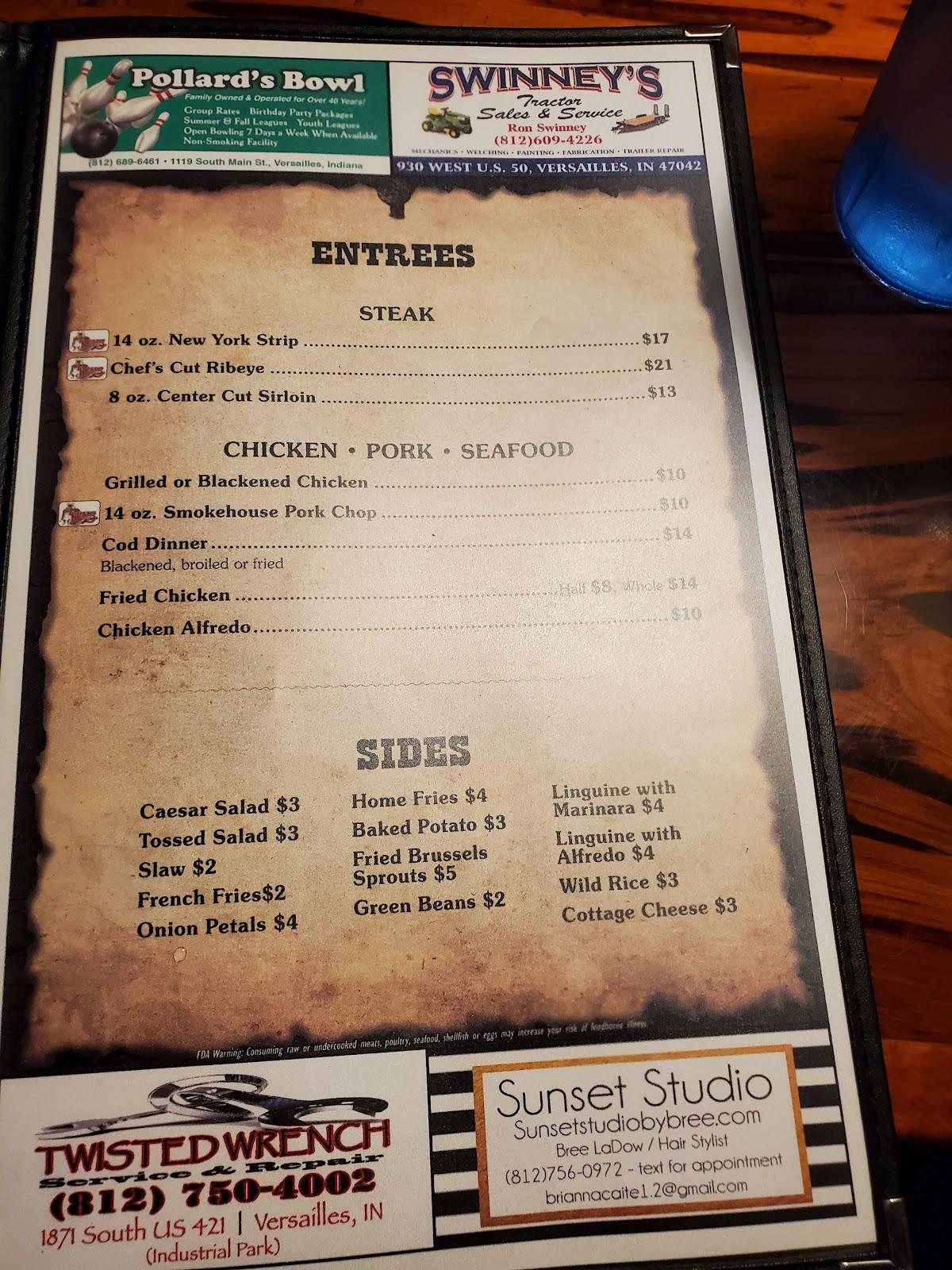 Menu at Osgood Grub Co steakhouse, Osgood