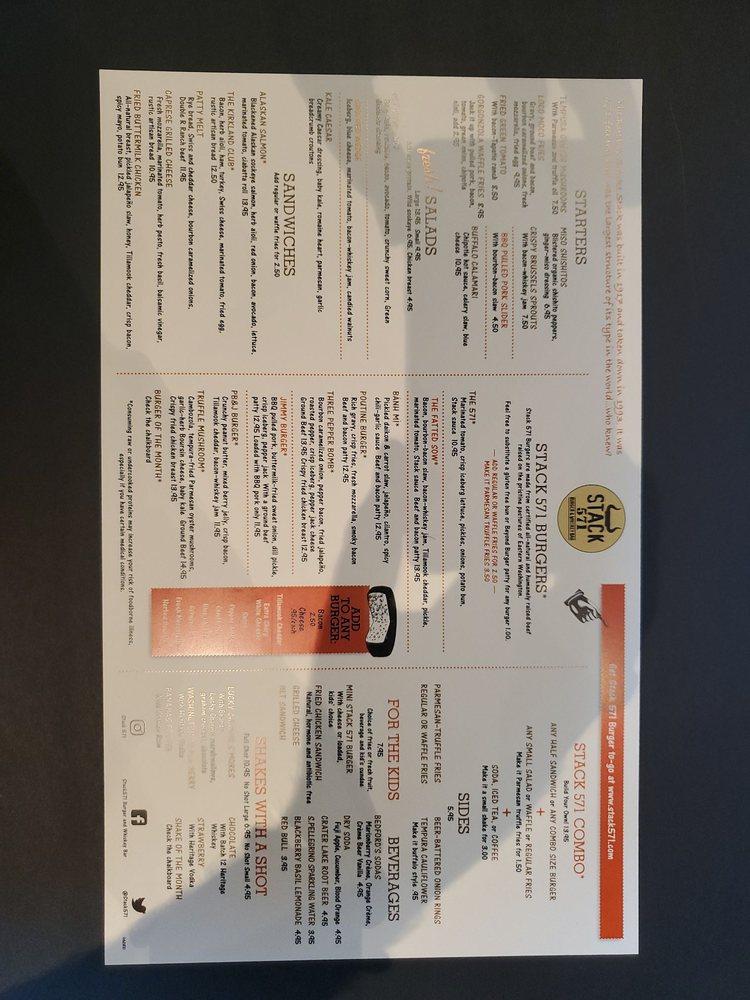 Menu at Stack 571 Burger and Whiskey Bar - Kirkland, Kirkland