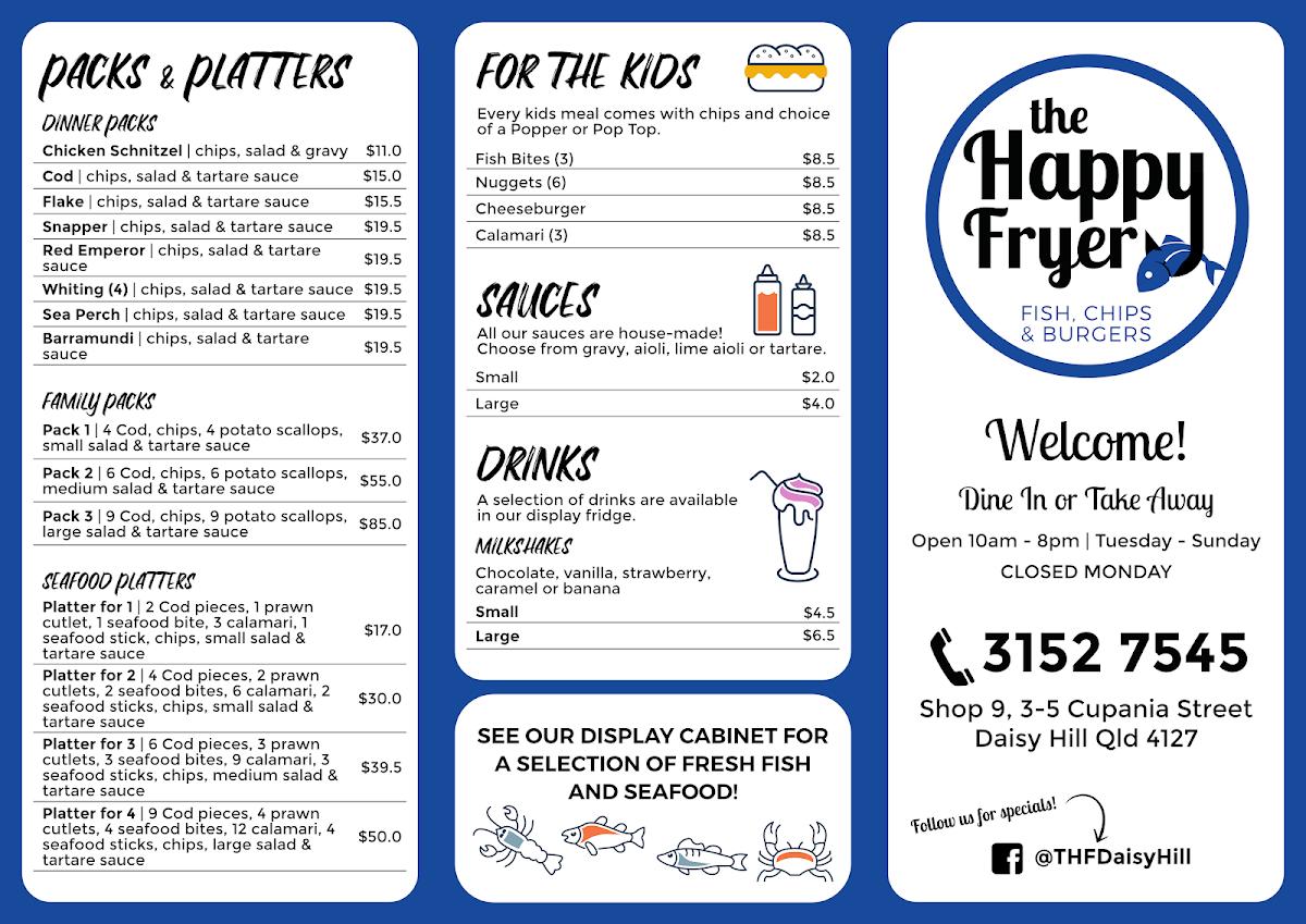 Menu at The Happy Fryer restaurant, Daisy Hill