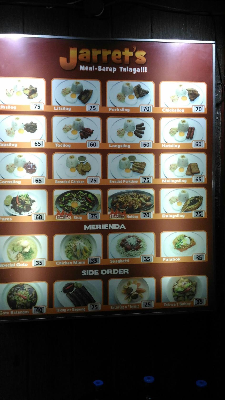 Menu at Jarret's restaurant, Pasig, Strata 100, Ruby Road Ortigas Center