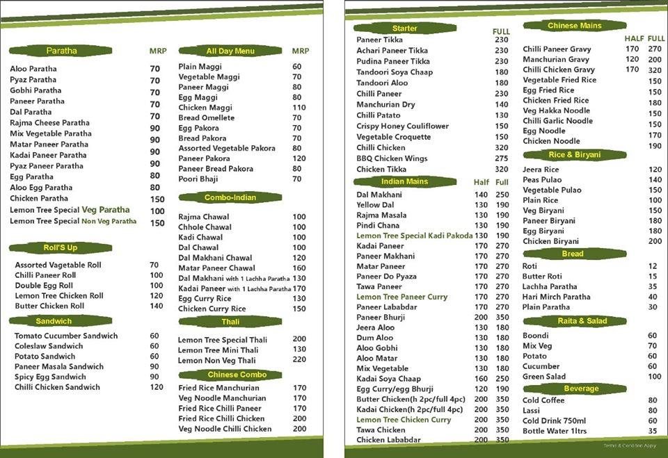 Menu at Lemon Tree xpress, Noida
