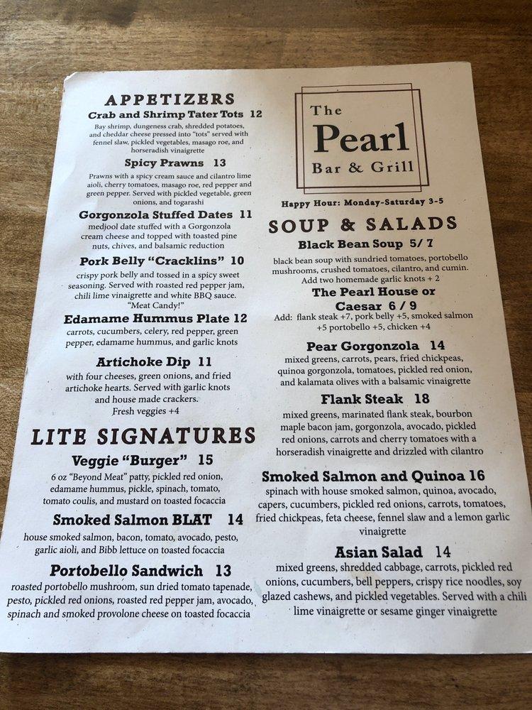 Menu at The Pearl Bar & Grill, Ellensburg