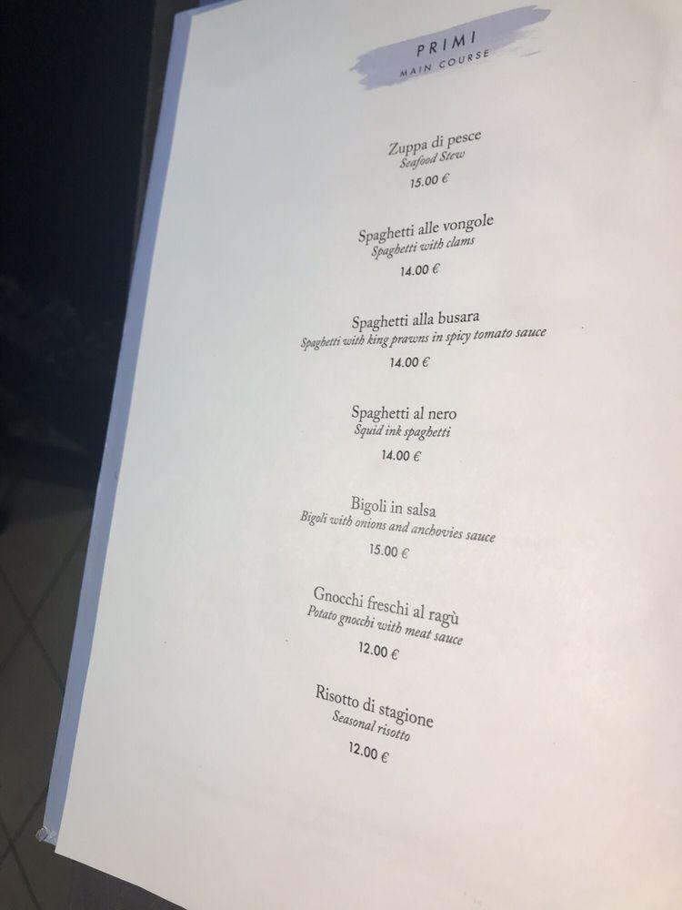 Menu at Cantina Do Spade pub & bar, Venice