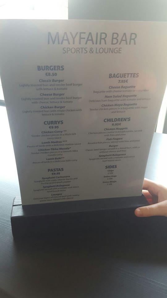 Menu at May Fair Bar, El Paraíso