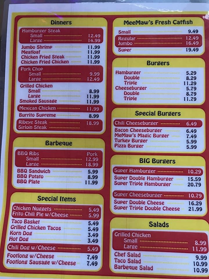 Menu at Morrilton Drive Inn Restaurant, Morrilton, N Oak St