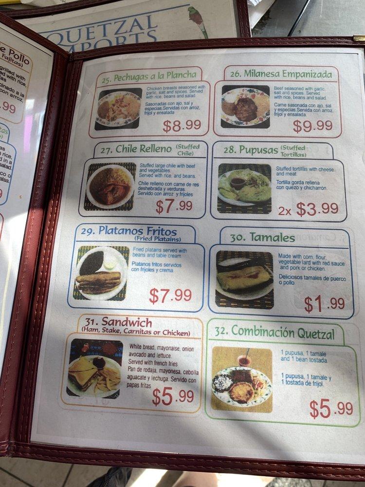Carta del restaurante Quetzal Imports, Salt Lake City, 580 500 N