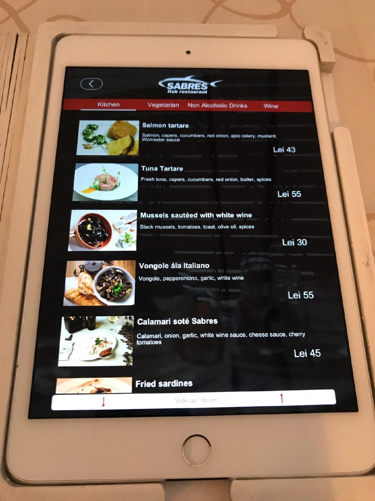 Menu at Restaurant Sabres, Timișoara