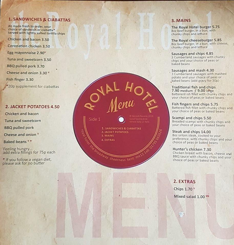 Menu at Royal Pub Sheerness, Sheerness