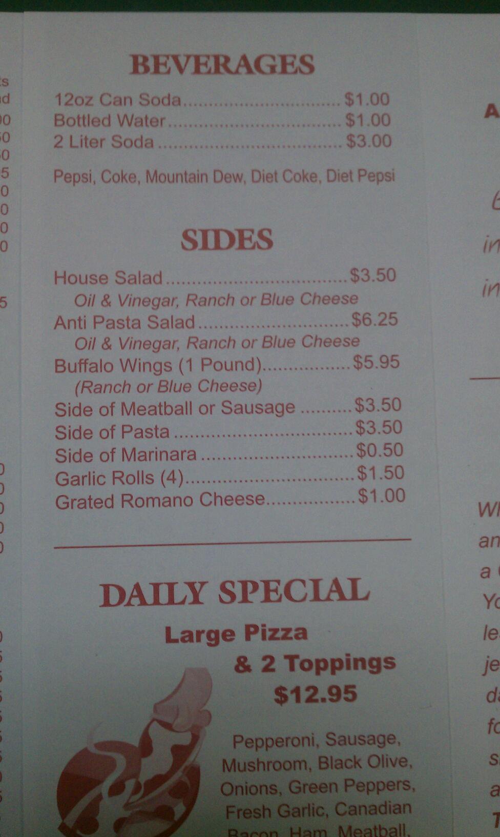 Menu at Big Romans Pizza pizzeria, Roseland, US-1 UNIT 4
