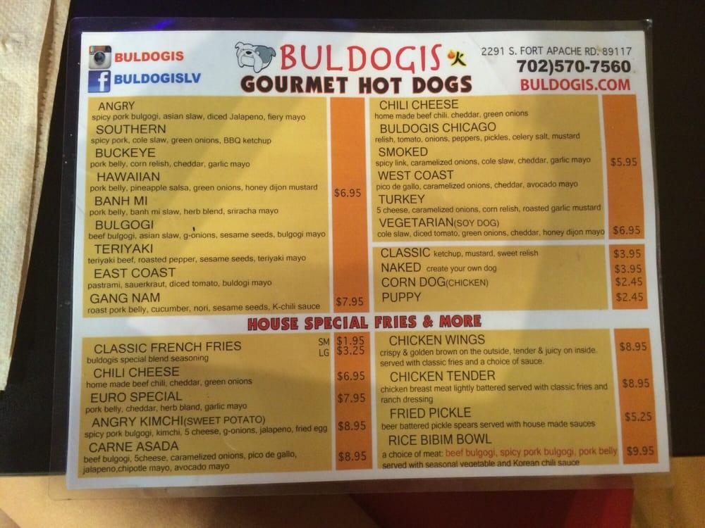 Menu at Buldogis restaurant, Las Vegas, S Fort Apache Rd #102