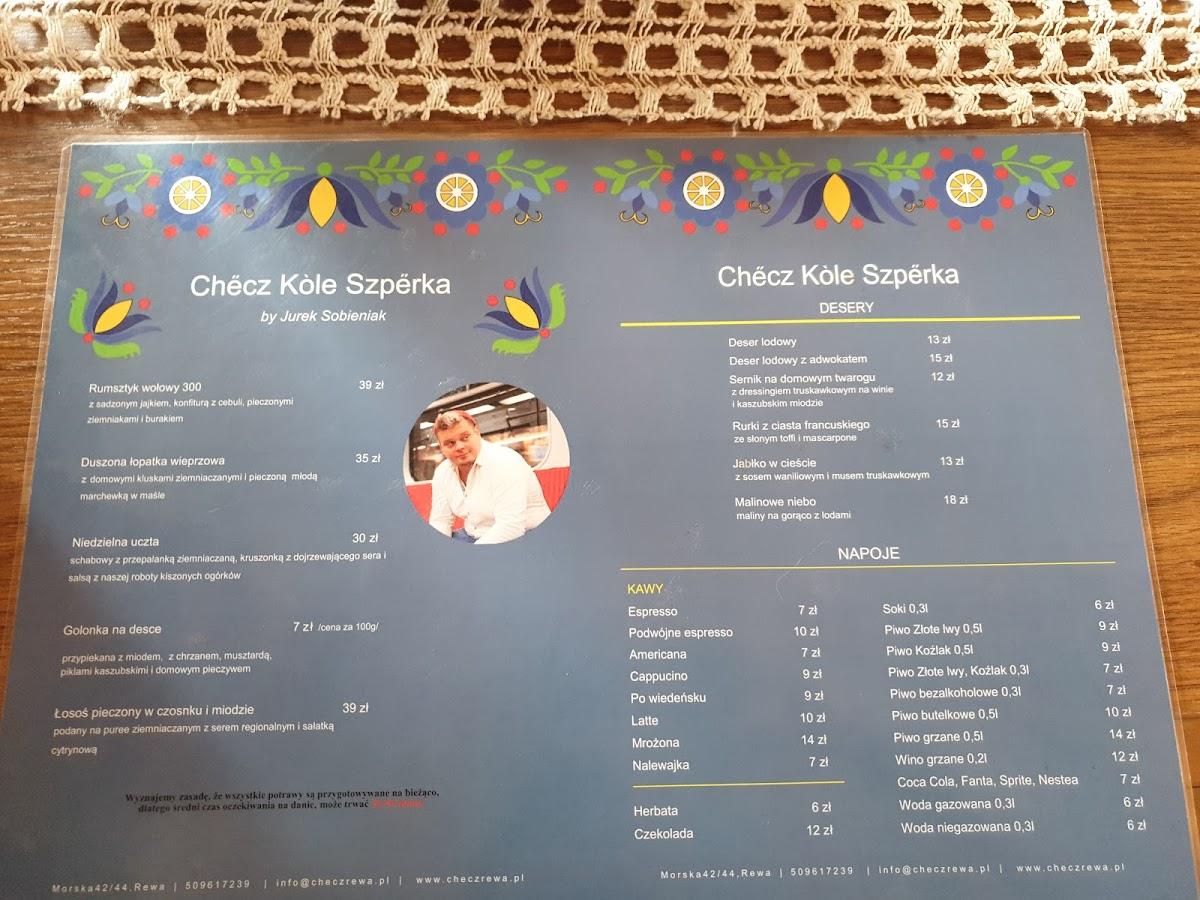 Menu at Checz Kole Szperka restaurant, Rewa