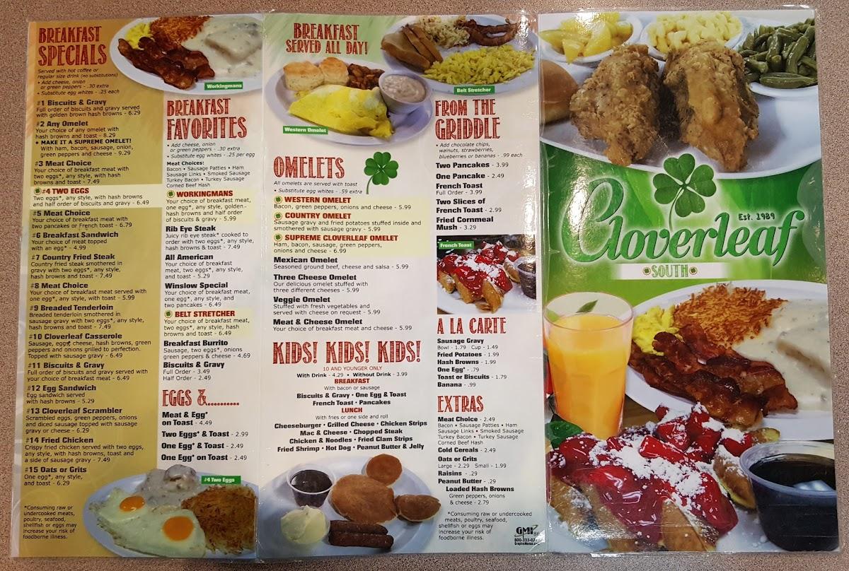 Menu at Cloverleaf South Restaurant, Bloomington
