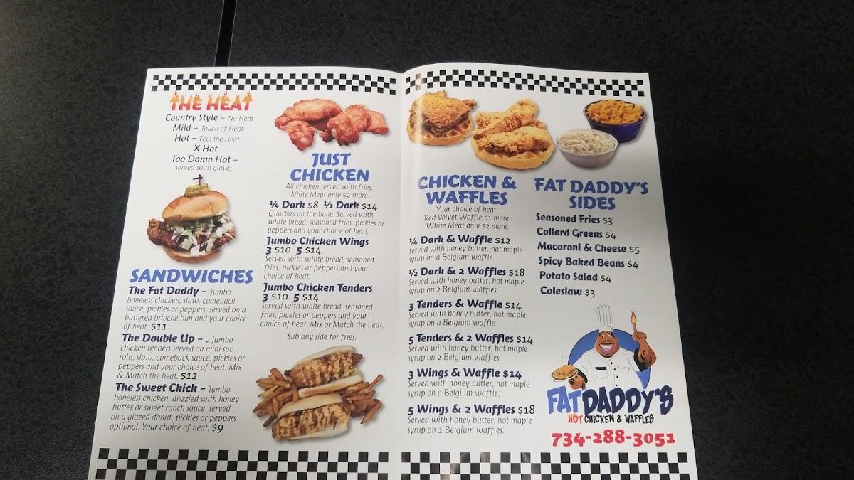 Menu at Fat Daddy's Hot Chicken & Waffles restaurant, Riverview