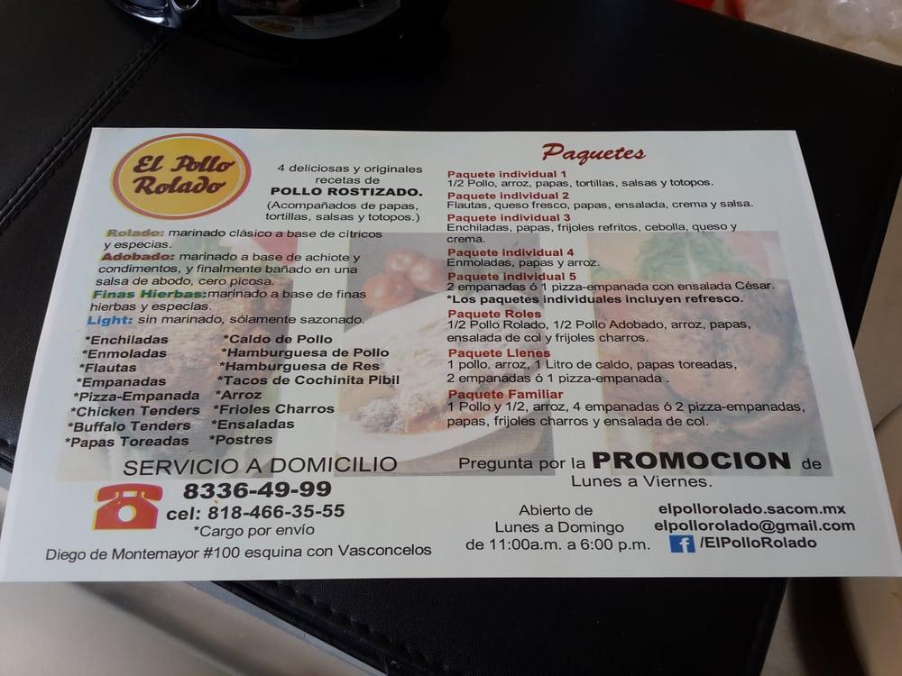 Carta del restaurante Pollo Dorado, San Pedro Garza García