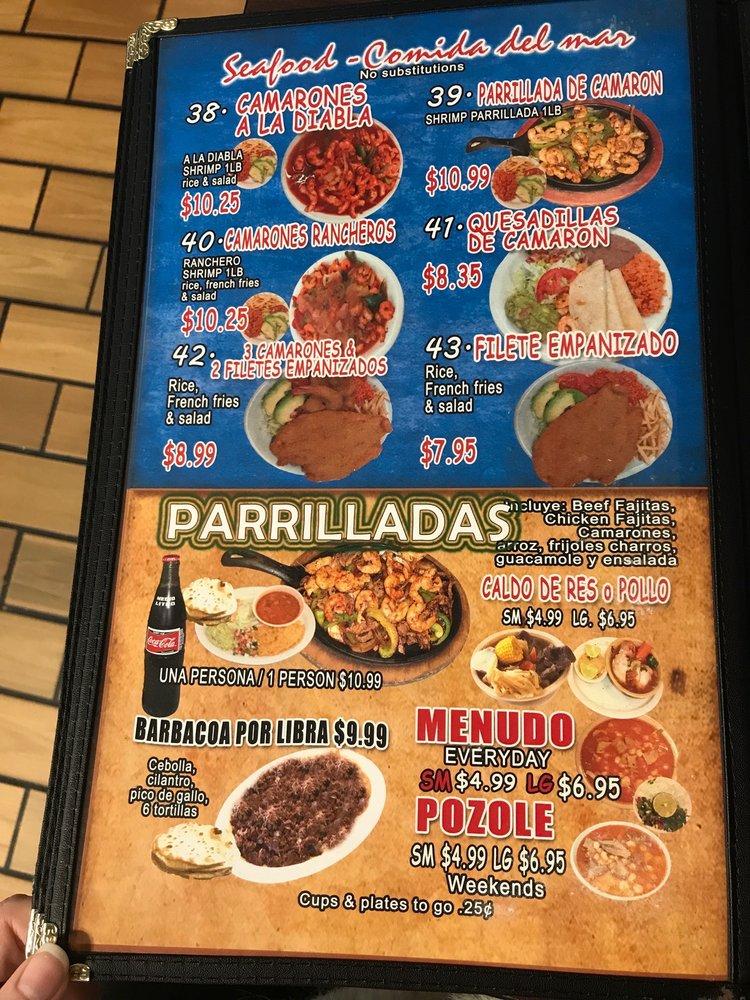 Menu at Taqueria Los Dos Laredos restaurant, San Antonio, S Hackberry