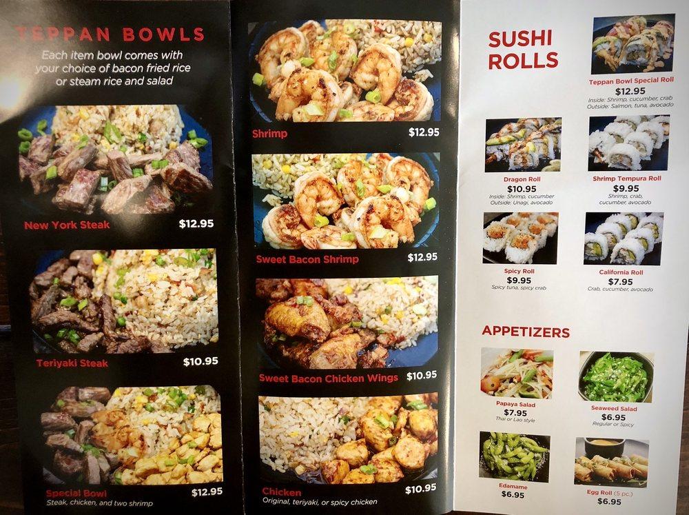 Menu at Teppan Bowl restaurant, Clovis