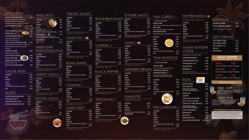 Menu at Asian station cafe, Newtownards