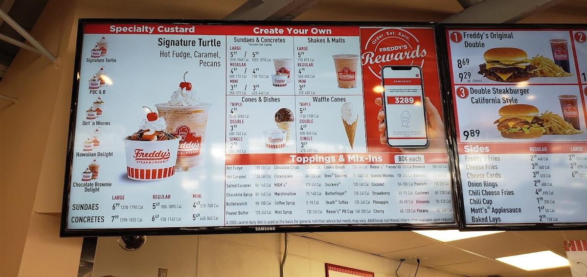 Menu at Freddy's Frozen Custard & Steakburgers fast food, Bakersfield ...
