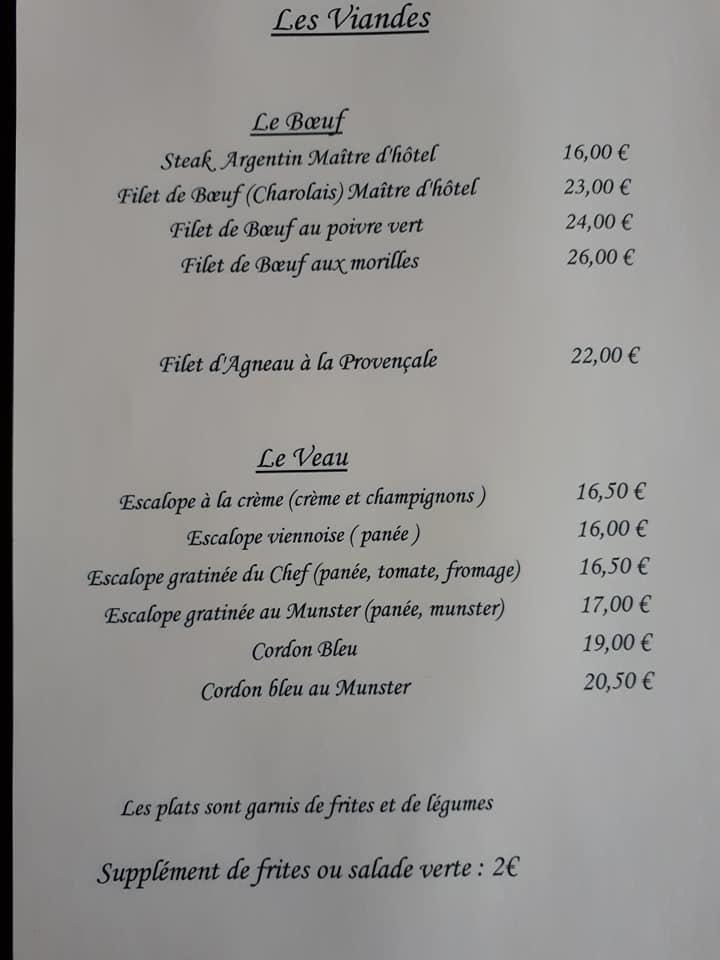 Menu at Le Carnivore restaurant, Cocheren