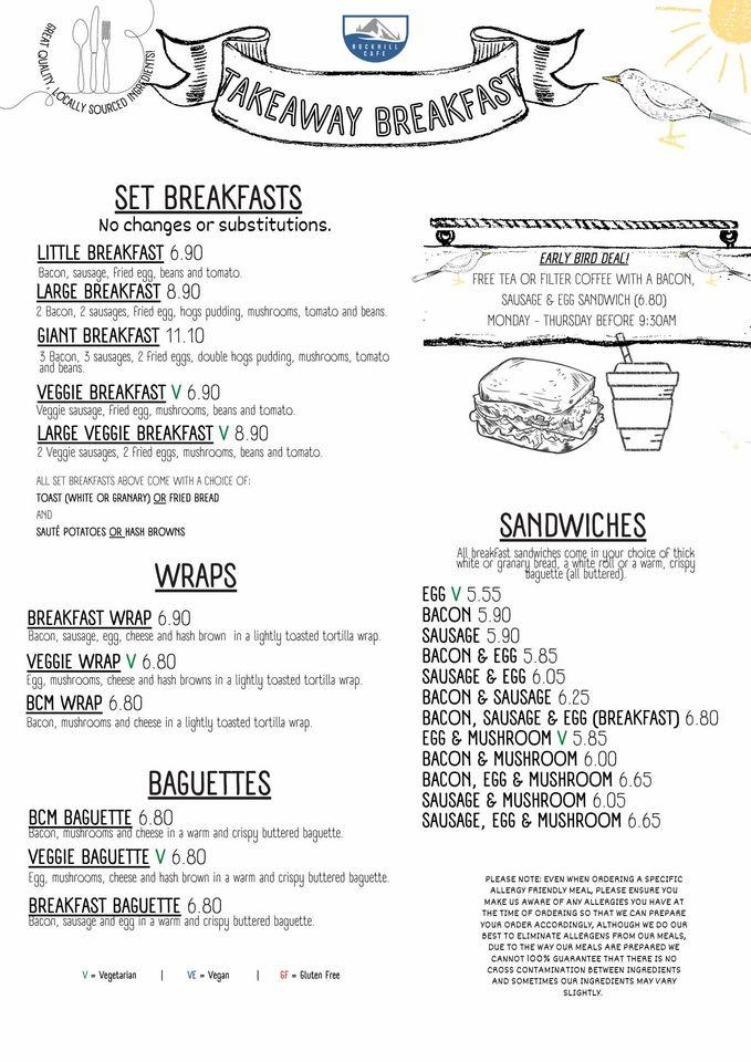 Menu at Rockhill Cafe, Saint Austell