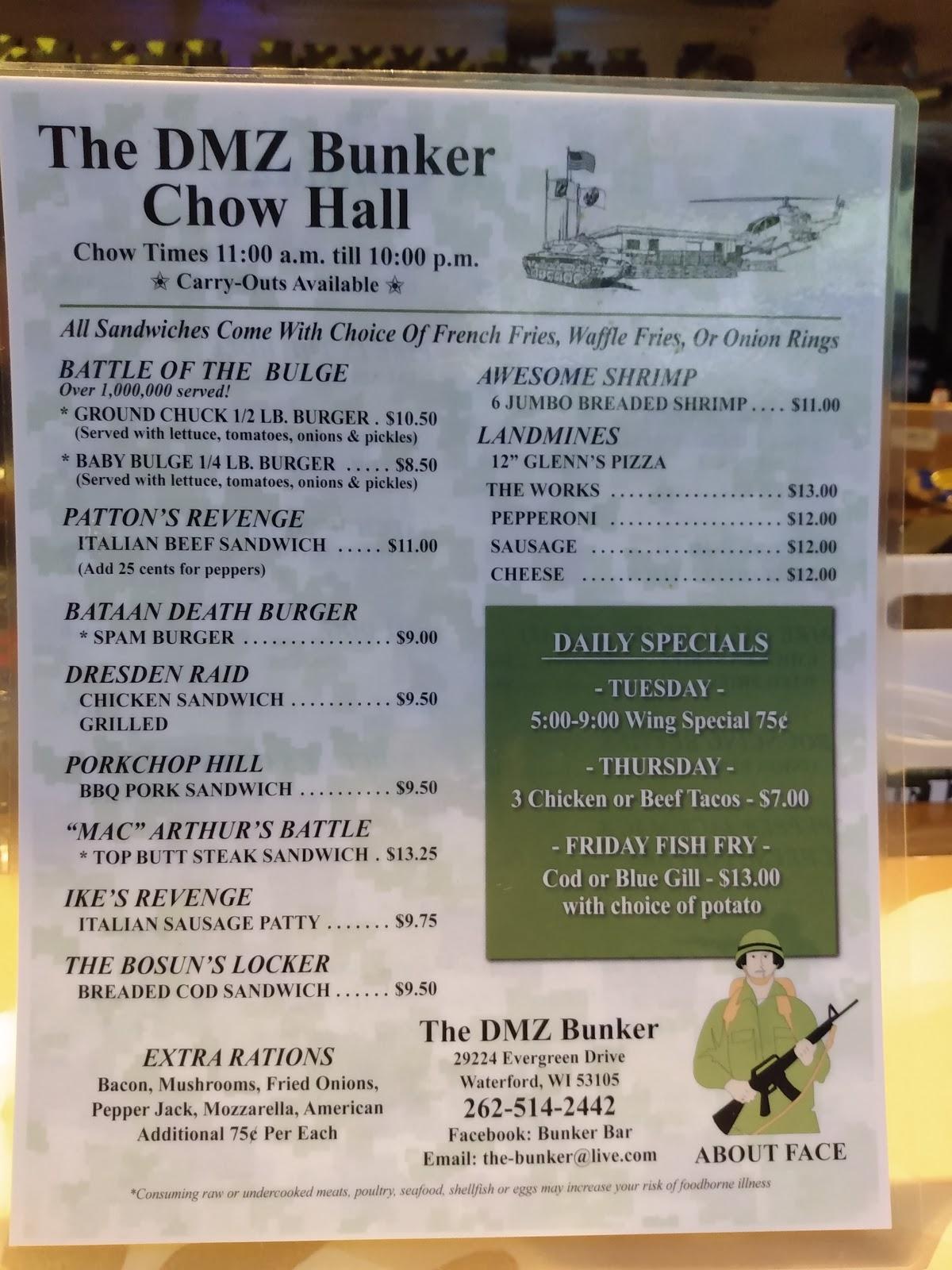 Menu at Bunker pub & bar, Waterford