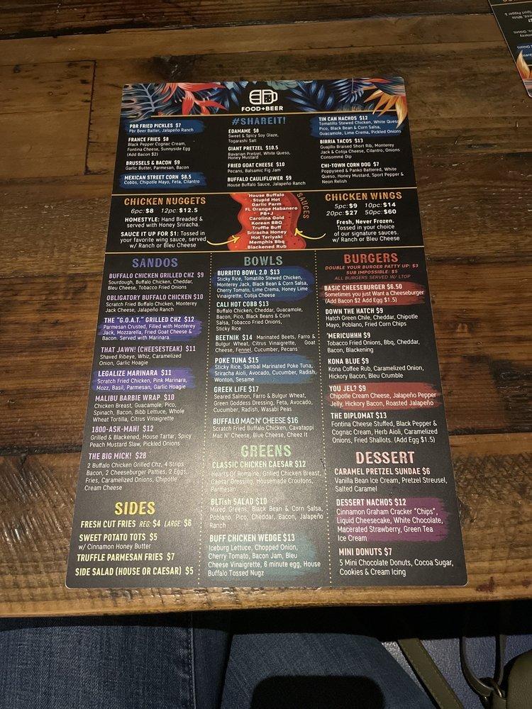 Menu at FOOD+BEER - Sarasota pub & bar, Sarasota