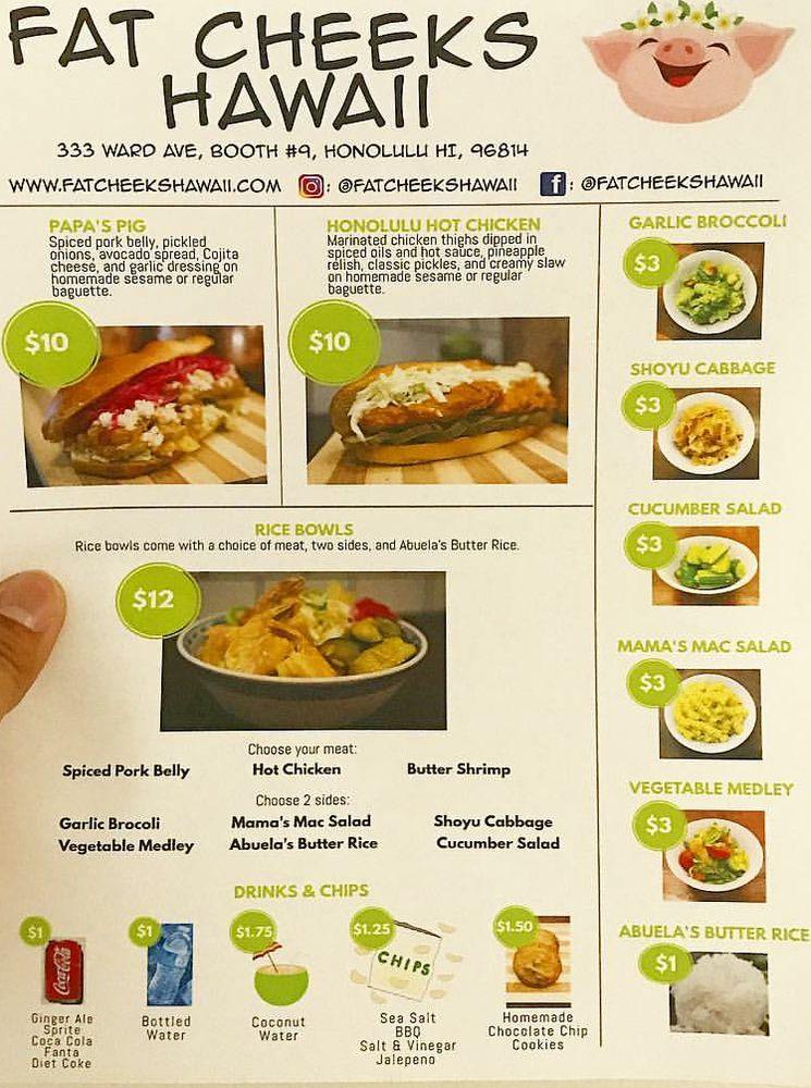 Menu at Fat Cheeks restaurant, Honolulu