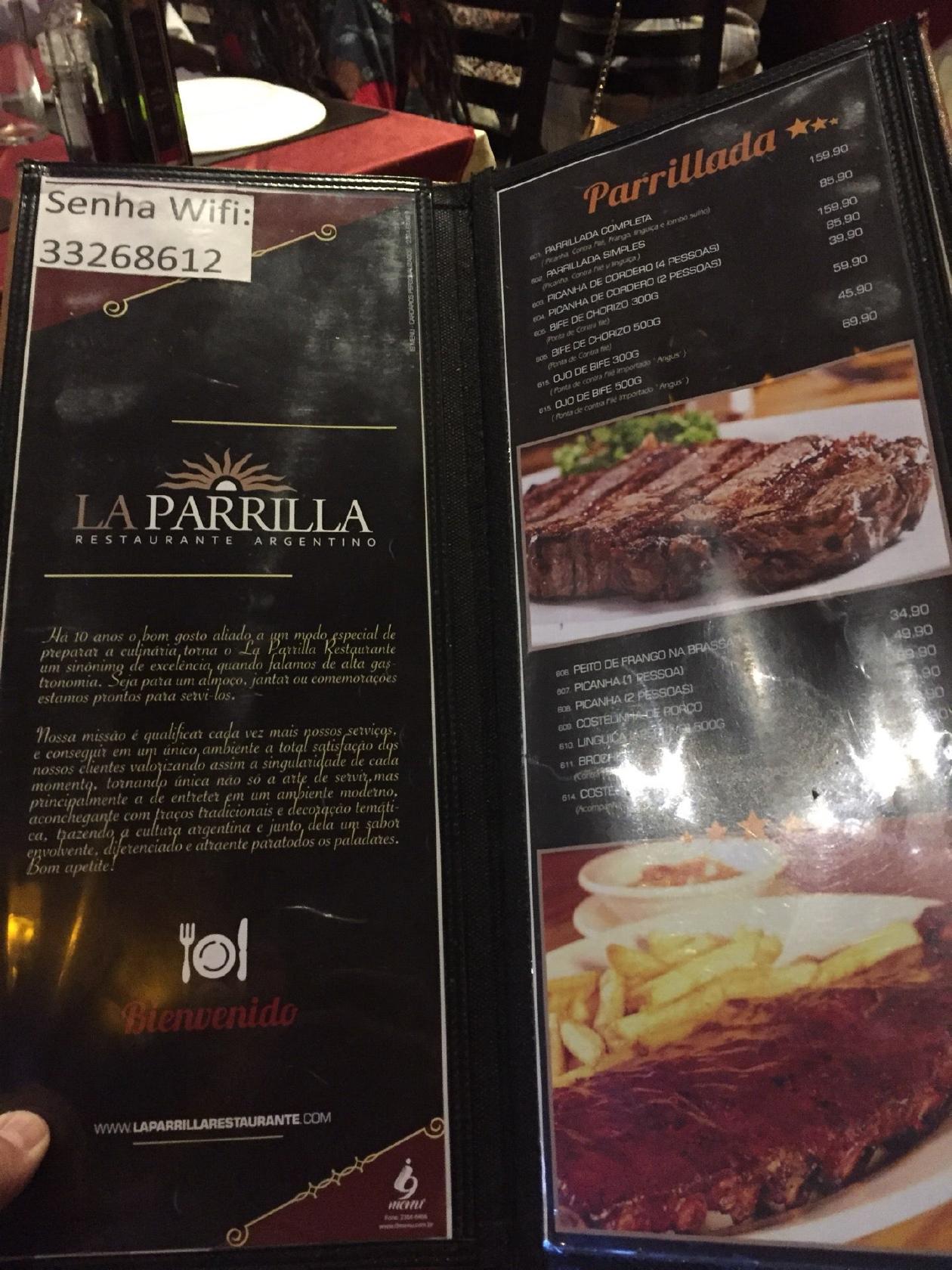 Carta de La Parrilla Restaurante Argentino, Ourinhos, Rua dos ...