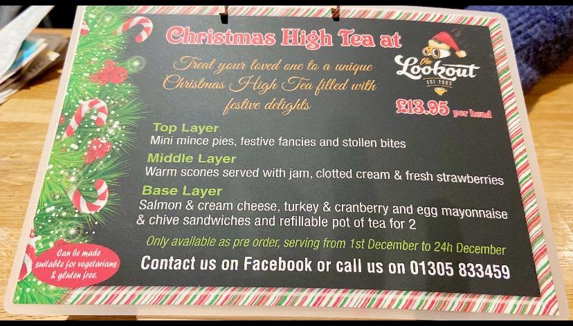 Menu at Lookout Cafe, Weymouth