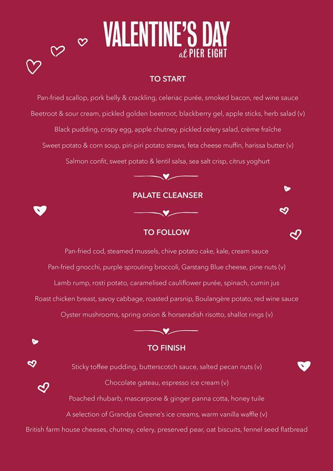 Menu at Pier Eight Restaurant, Manchester